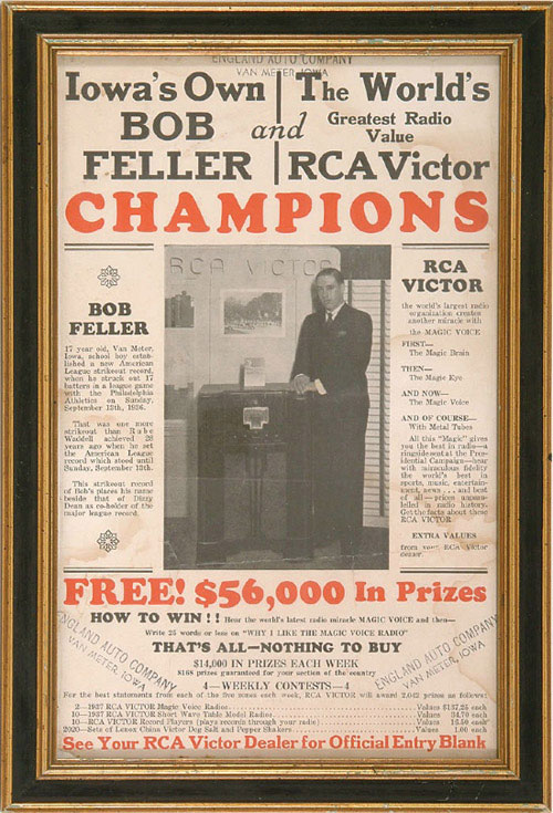 1936 Bob Feller "RCA Victor Radio" Advertising Display | REA Archive
