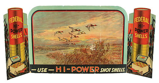 Circa 1930 Federal "Hi-Power" Shot Shells Tri-Fold Advertising Display ...