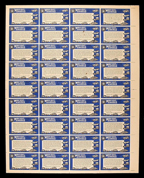 1970 Topps "Way-Out Wheels" Complete Set on Uncut Sheet and Display Box ...