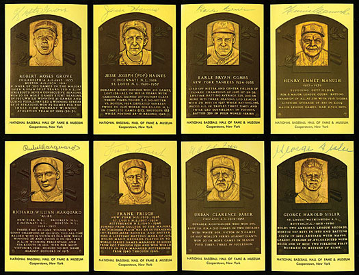 Signed Yellow Hall of Fame Plaque Postcard Collection (64) with Mantle ...