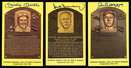 Signed Yellow Hall of Fame Plaque Postcard Collection (64) with Mantle ...