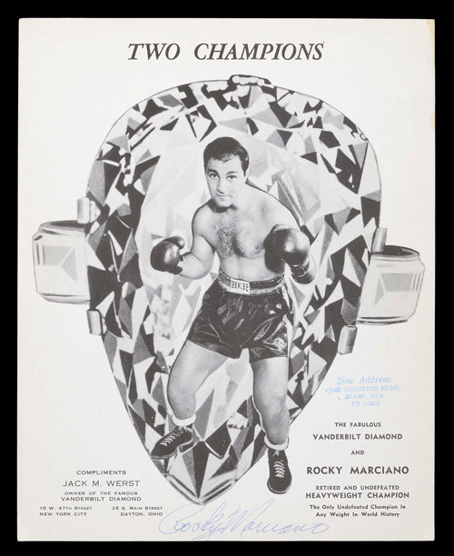 Circa 1960s Rocky Marciano Signed Promotional Advertisement | REA Archive
