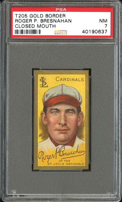 1911 T205 Gold Border Roger Bresnahan Mouth Closed PSA NM 7 | REA Archive