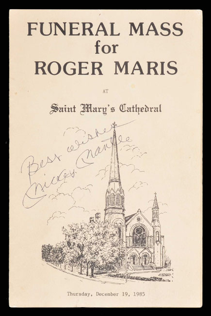 1985 Mickey Mantle Signed Roger Maris Funeral Program | REA Archive