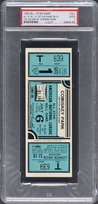 1933 All-Star Game Full Ticket - First All-Star Game - PSA - Highest ...
