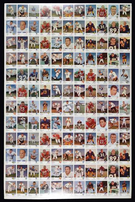 1961 Fleer Football Second Series Uncut Sheet (132 cards) with Maynard ...