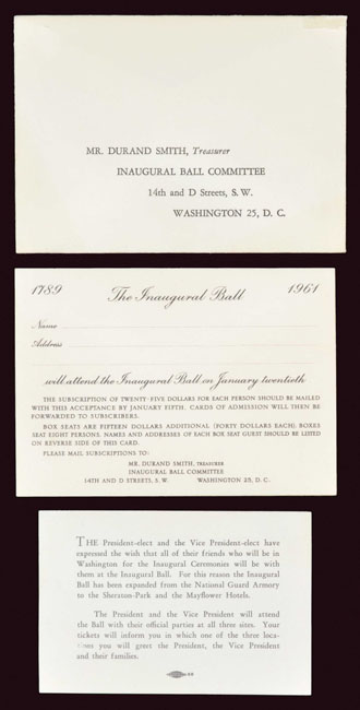 1961 John F. Kennedy Inauguration Collection Including Program and ...