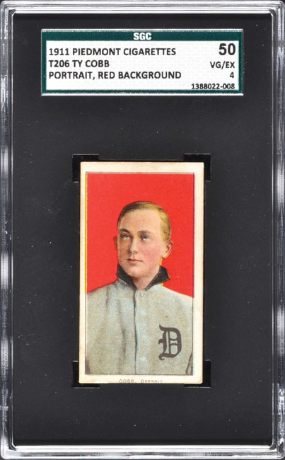 1909-1911 T206 White Border Ty Cobb Portrait Red Background | REA Archive
