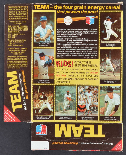 1969 Nabisco Team Flakes Complete Set of 24 on Three Complete Boxes ...