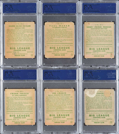 Autographed 1933 R319 Goudey Hall of Fame Collection (6) - All PSA/DNA ...