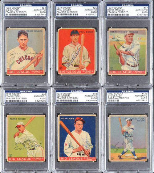 Autographed 1933 R319 Goudey Hall of Fame Collection (6) - All PSA/DNA ...