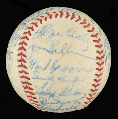 1955 Brooklyn Dodgers World Champions Team-Signed Ball with Robinson ...