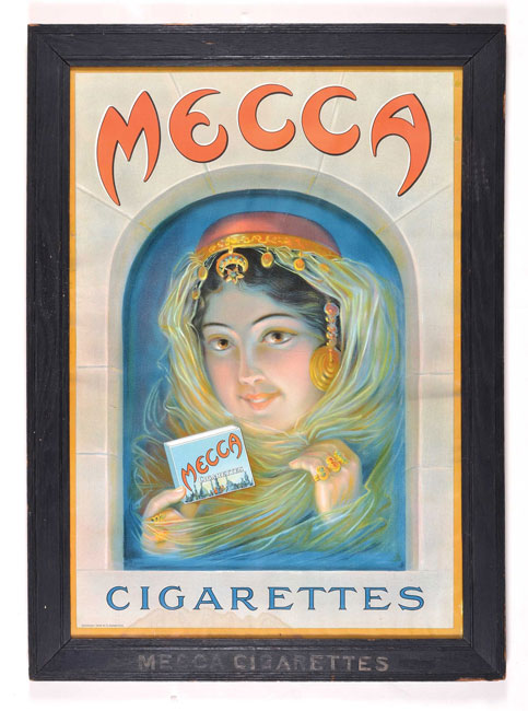 1908 Mecca Cigarettes Advertising Sign in Original Frame | REA Archive