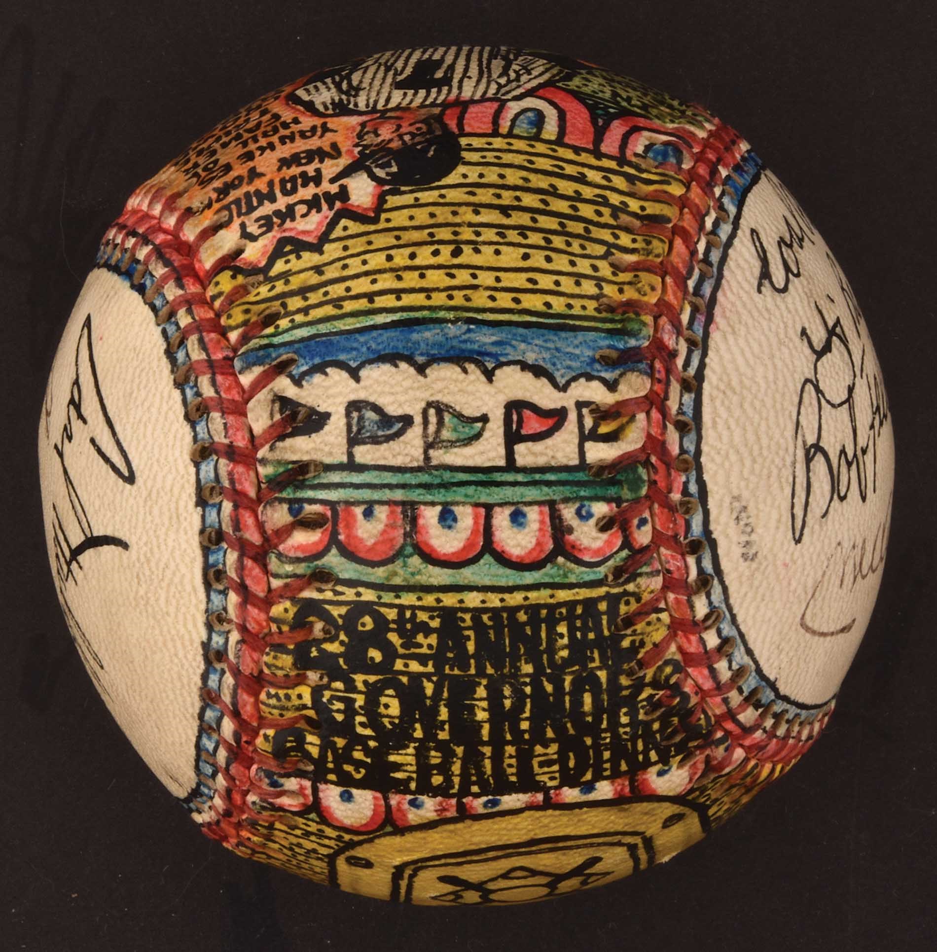 George Sosnak Mickey Mantle Hand-Painted Baseball - Signed by Mantle ...