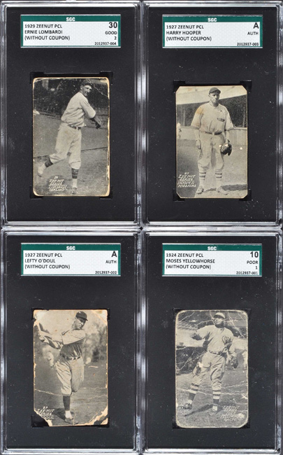 1920s Zeenut PCL SGC-Graded Collection (4) with Hooper, Lombardi, O ...