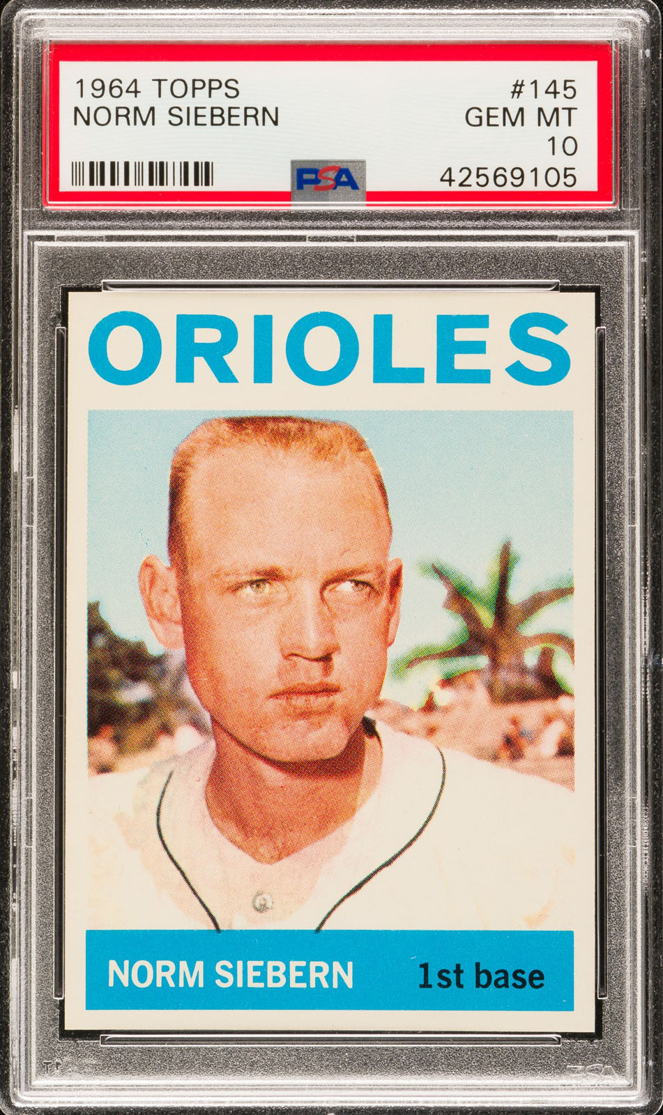 1964 Topps #145 Norm Siebern PSA GEM MINT 10 | REA Archive