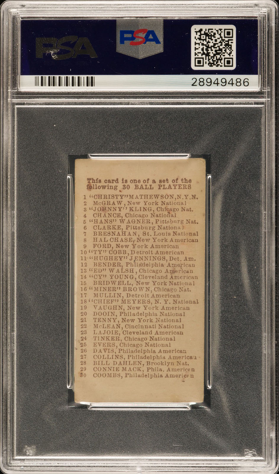 1910 E98 Anonymous "Set of 30" Ed Walsh - Orange Background | REA Archive