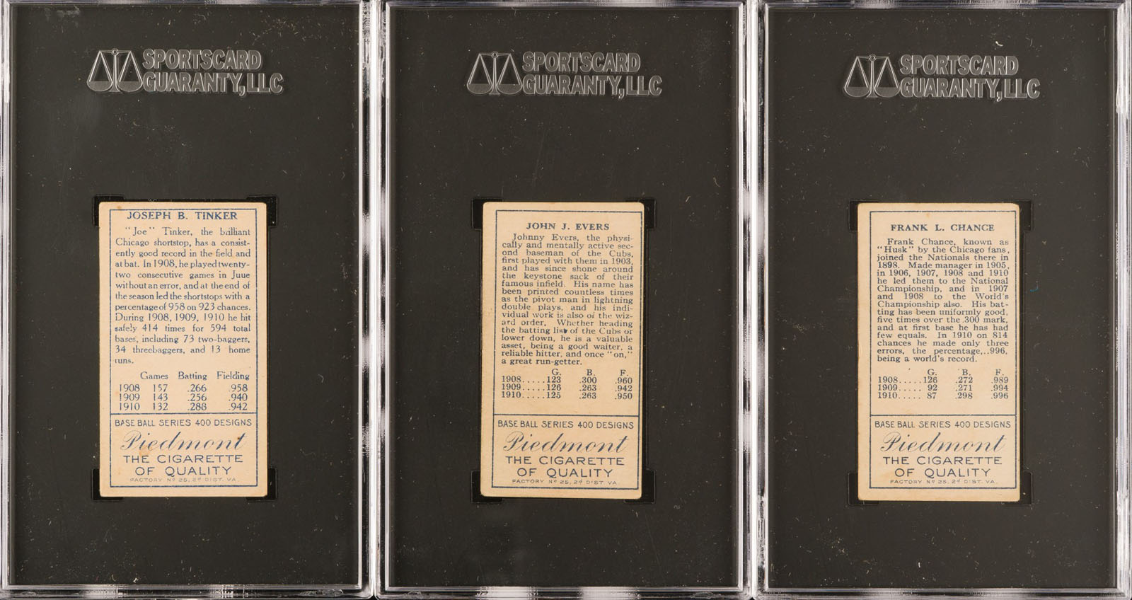 1911 T205 Gold Border SGC-Graded Trio: Tinker, Evers, and Chance | REA ...