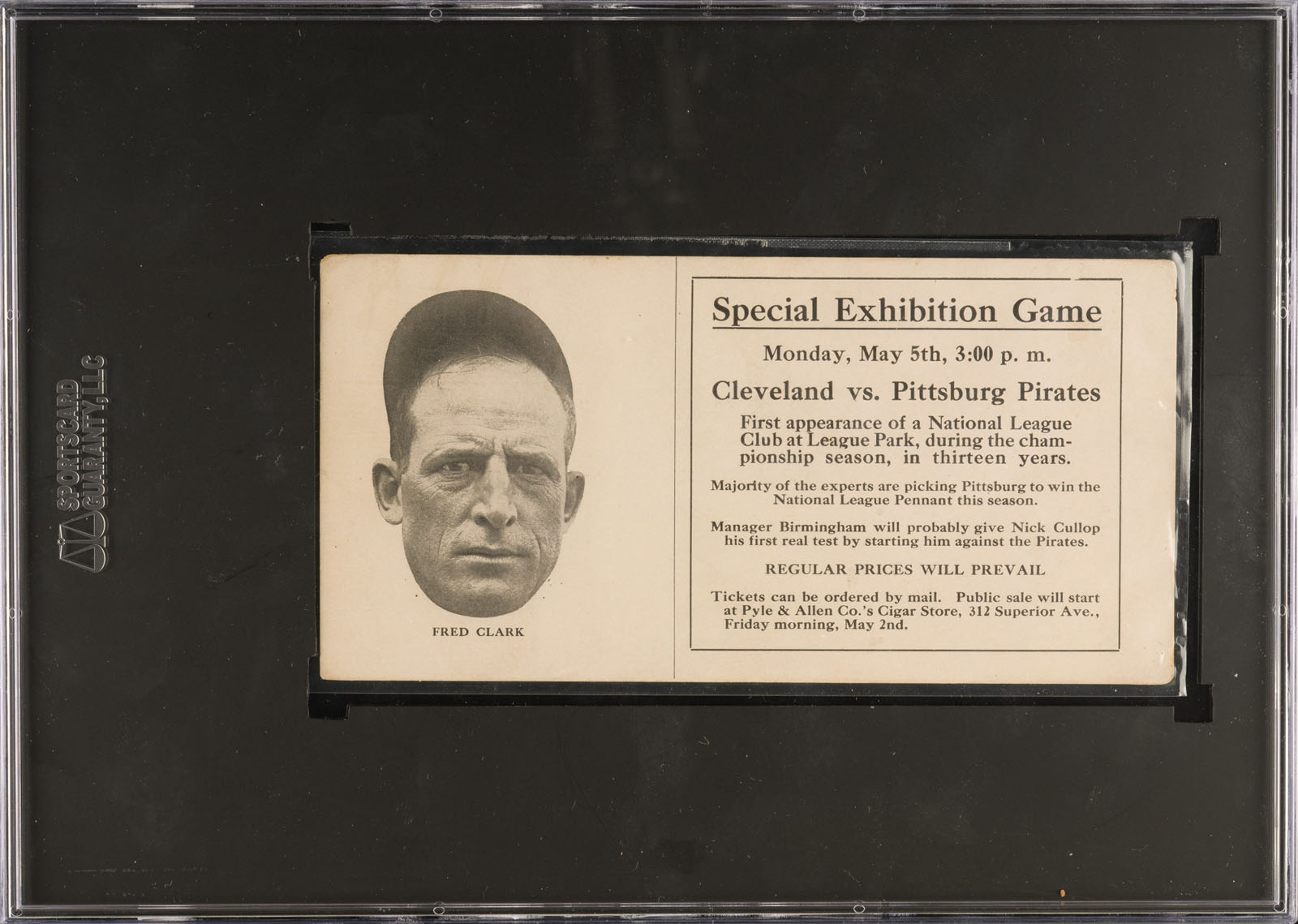 1913 Pyle & Allen Cleveland Indians Schedule Postcards Joe Jackson and Fred Clarke | REA Archive