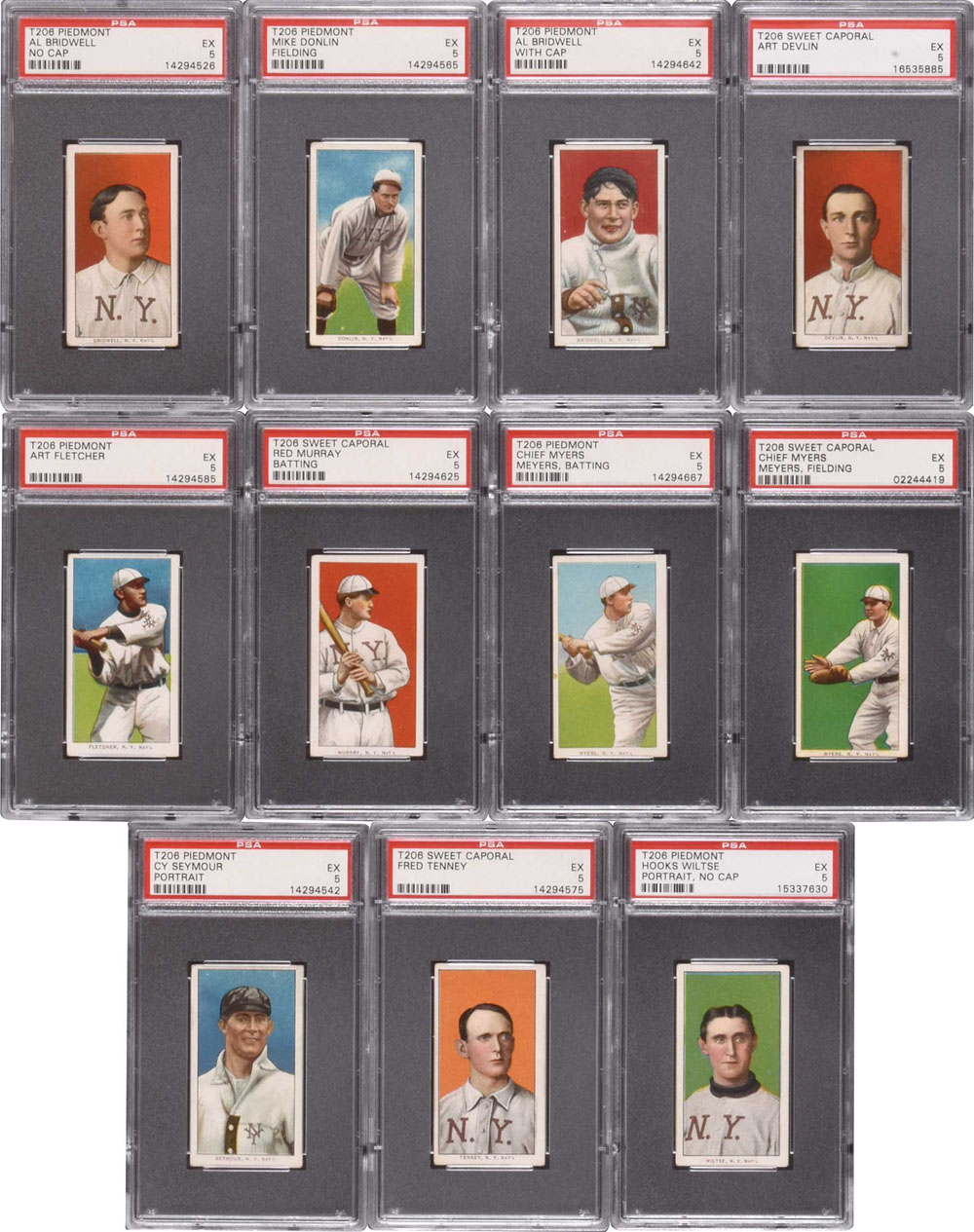 1909-1911 T206 White Border PSA EX 5 New York Giants Collection (15 ...