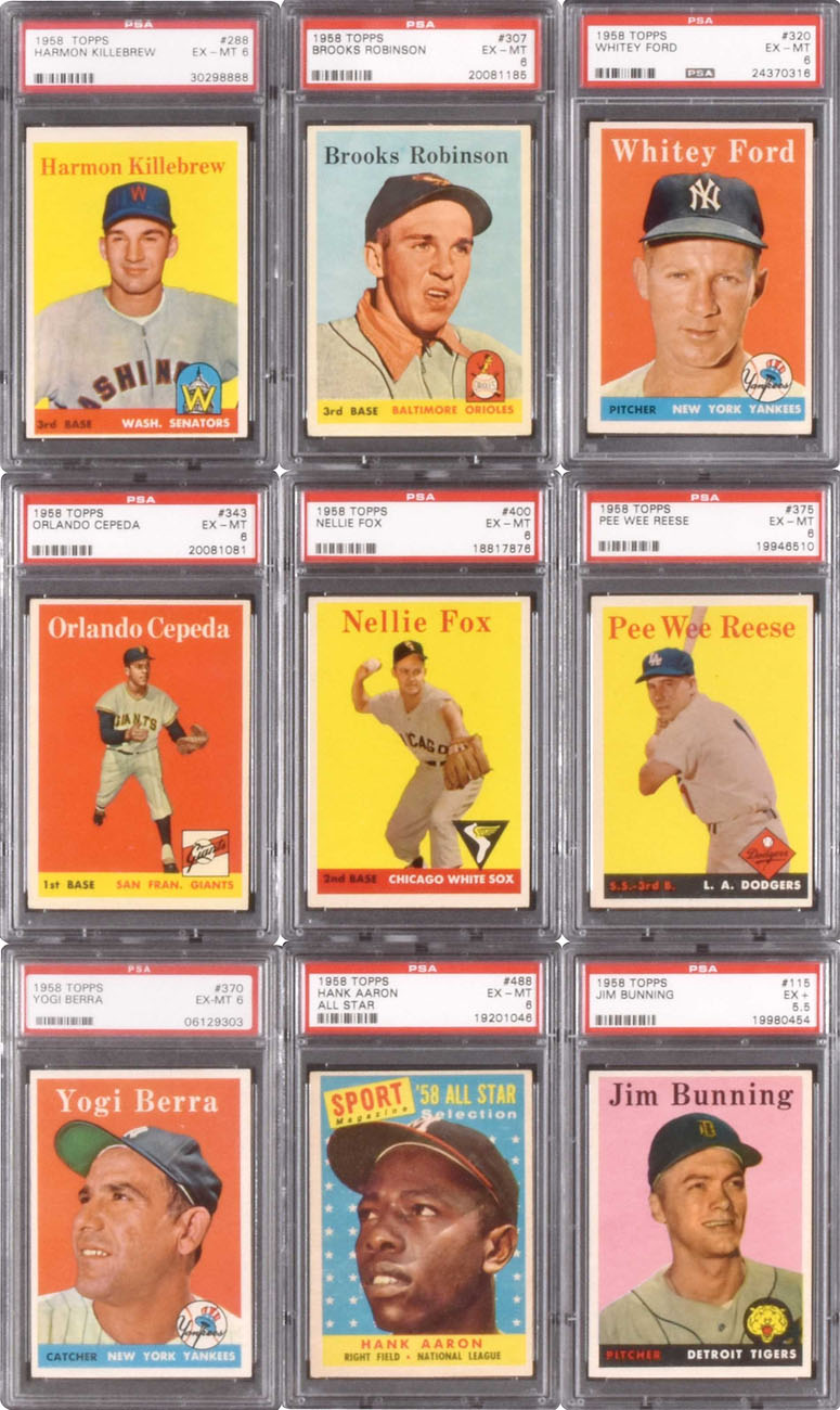 1958 Topps PSA-Graded Hall of Famer and Stars Collection (35) Including ...