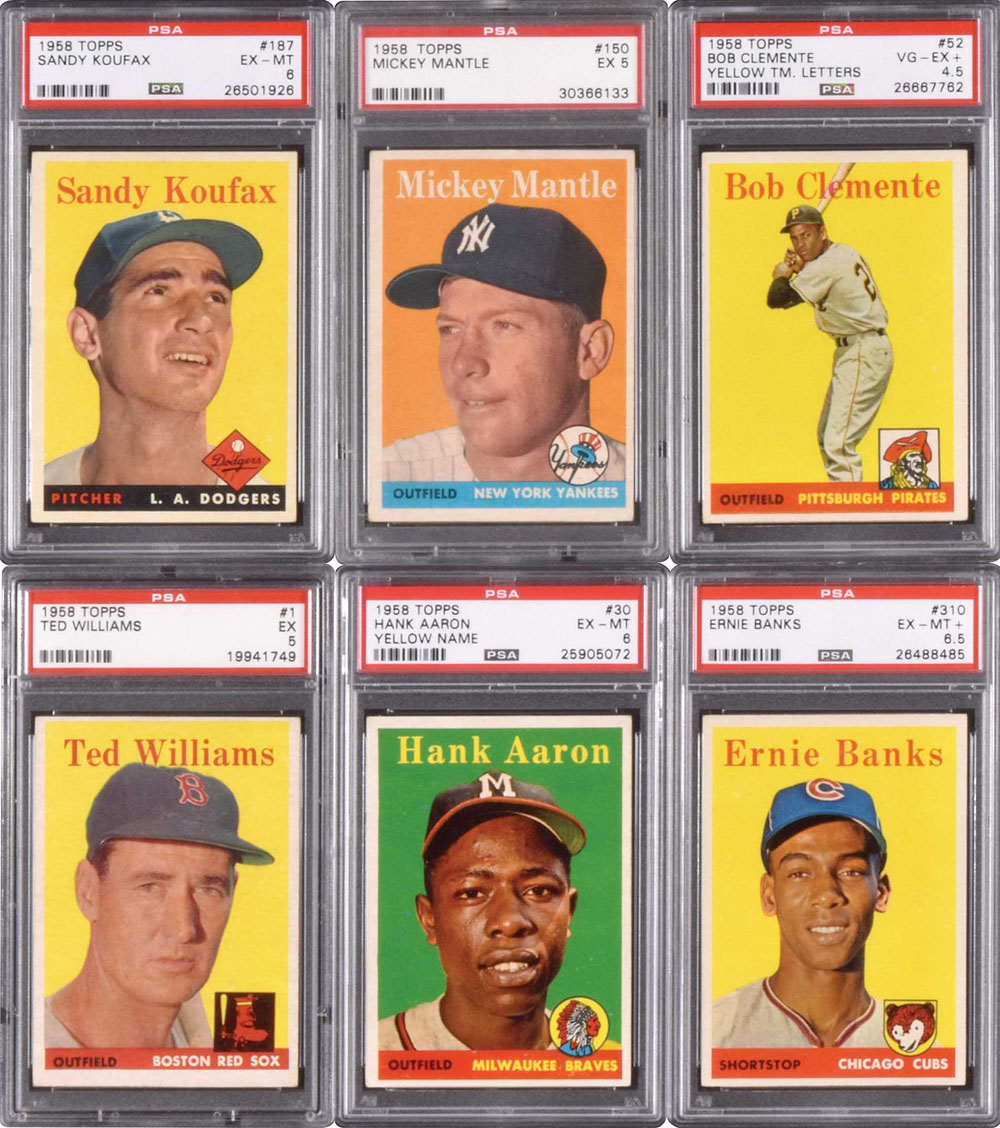 1958 Topps PSA-Graded Hall of Famer and Stars Collection (35) Including ...