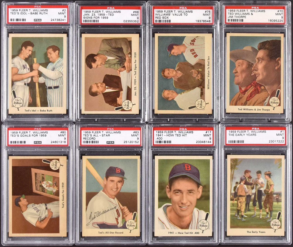 1959 Fleer Ted Williams PSA MINT 9 Complete Set (80) Including Three ...