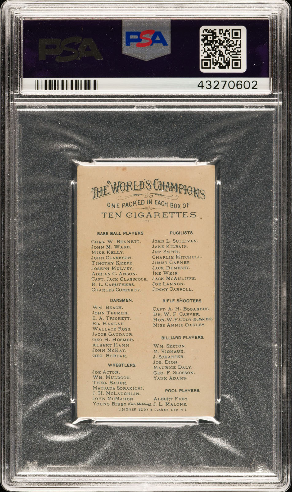 1888 N28 Allen & Ginter Joseph Mulvey PSA EX-MT 6 | REA Archive