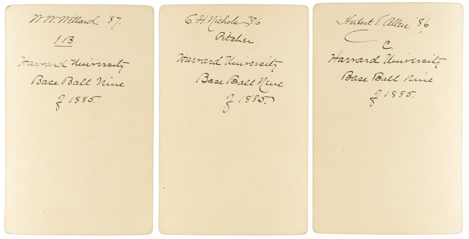 Nineteenth-Century Harvard Baseball Cabinet-Card Collection (3) | REA ...