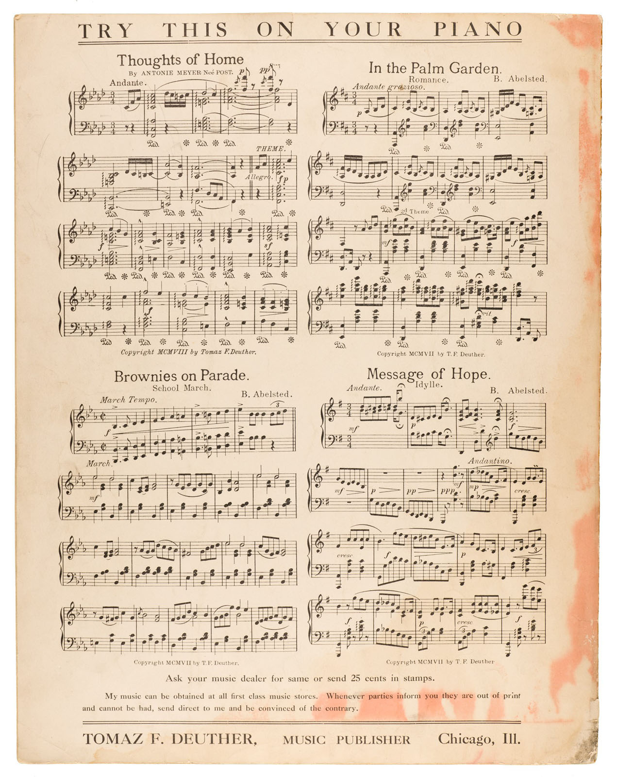 1907 "Cubs on Parade" Sheet Music Dedicated to Frank Chance | REA Archive