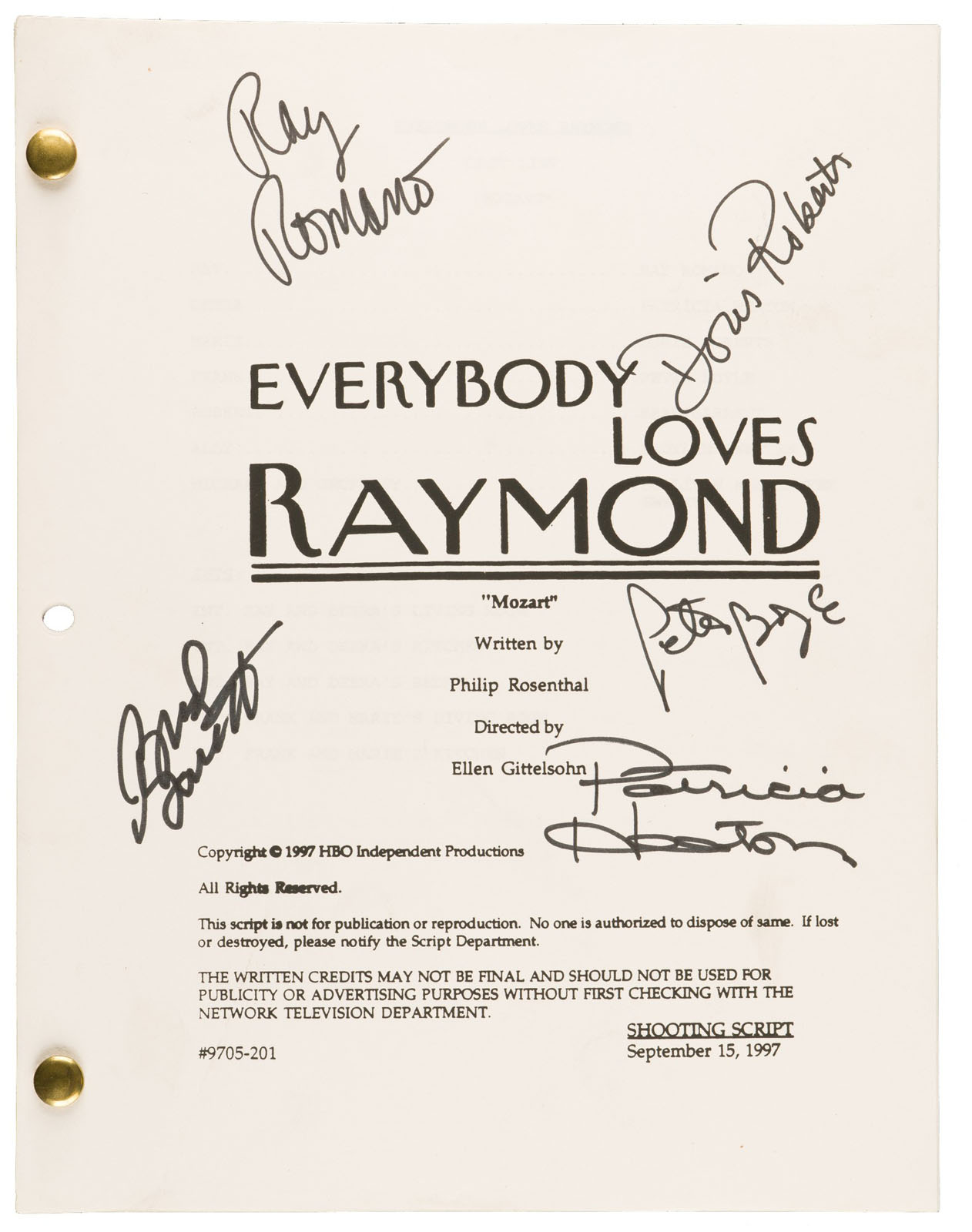 1997 "Everybody Loves Raymond" Signed Cast Script with Ray Romano and ...