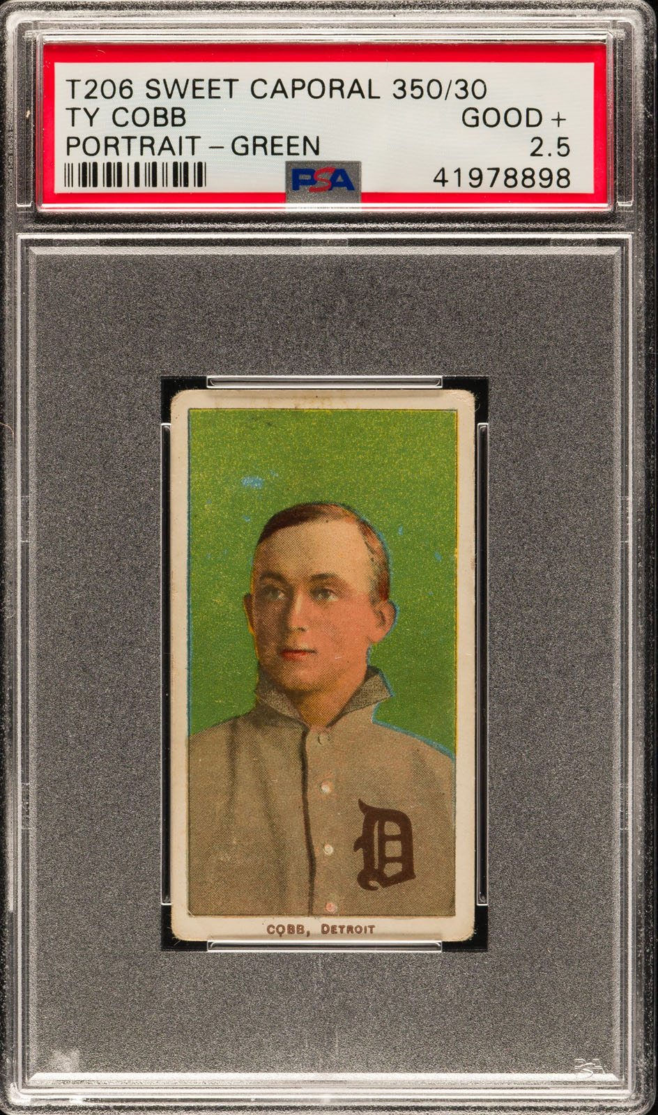 1909-1911 T206 White Border Ty Cobb Portrait Green Background | REA Archive