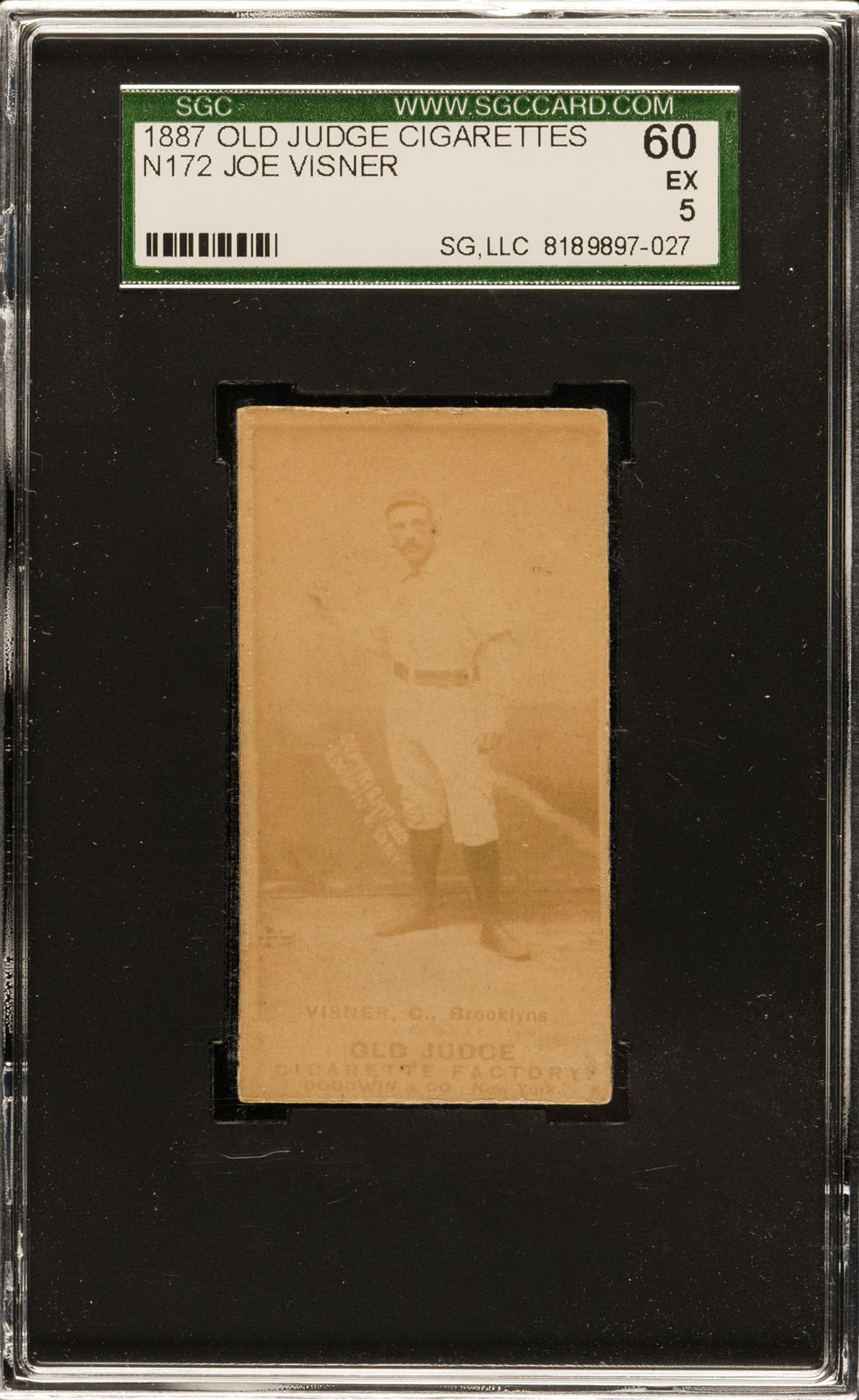 1889 N172 Old Judge Joe Visner SGC EX 60 | REA Archive
