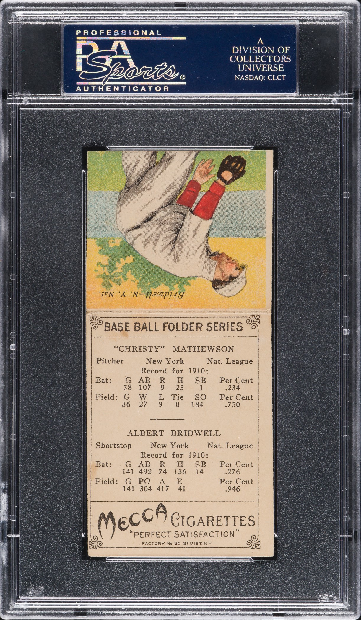 1911 T201 Mecca Double Folders Christy Mathewson/Al Bridwell PSA EX-MT ...