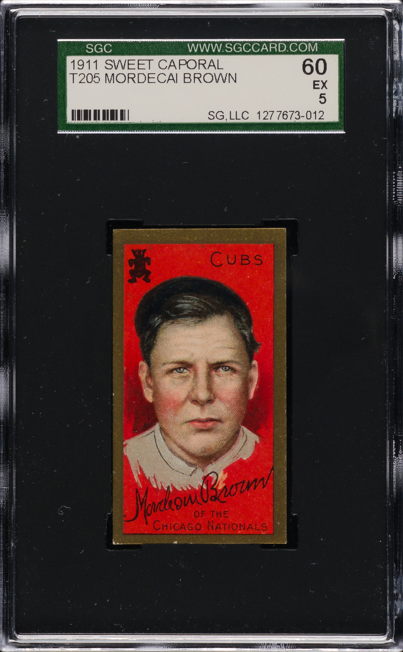 1911 T205 Gold Border Mordecai Brown SGC EX 60 | REA Archive