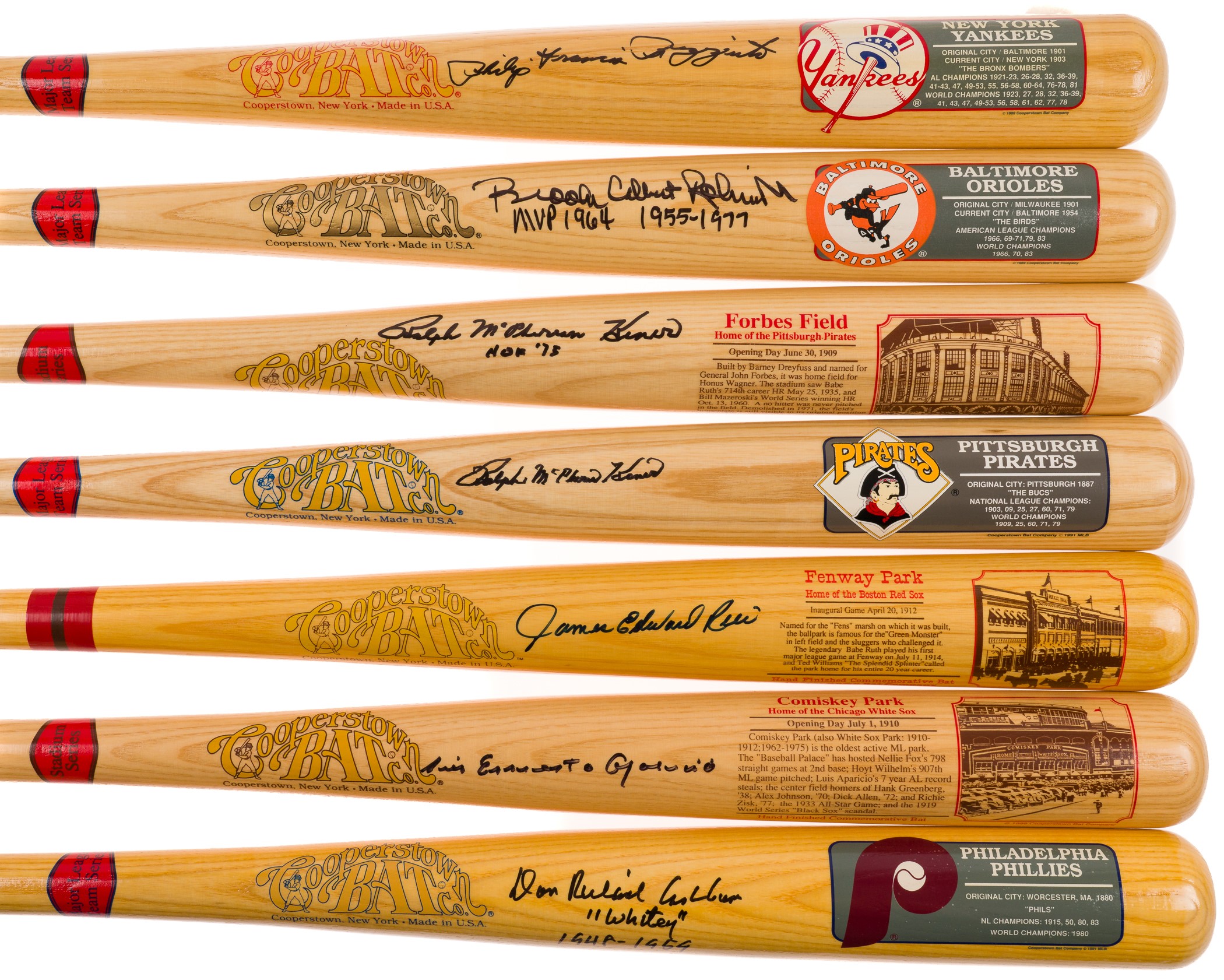 Hall of Fame Single-Signed Bat Collection (7) - Rare Full-Name ...