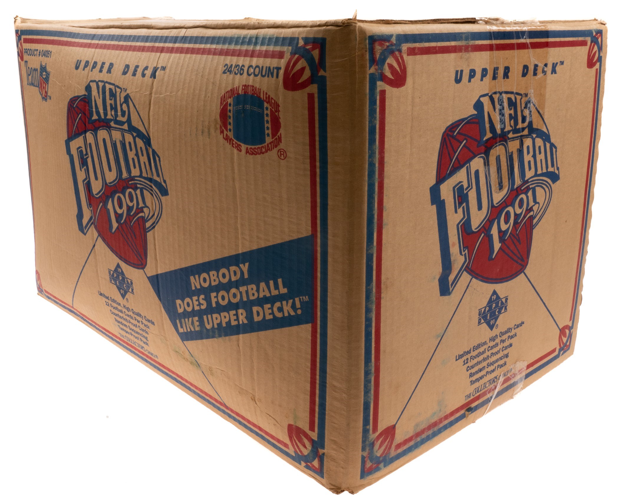 Pair of 1991 Upper Deck Football Factory Sealed Unopened Wax Box Cases ...