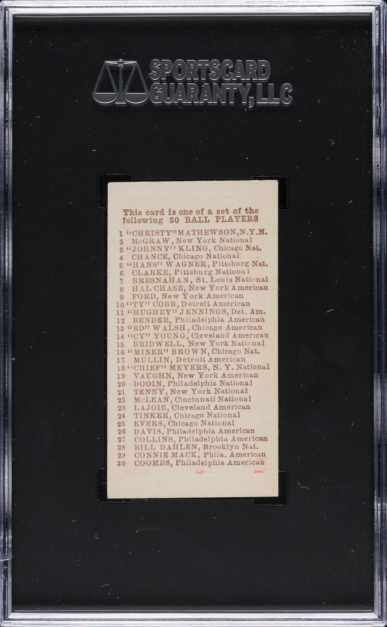 1910 E98 Anonymous "Set of 30" Connie Mack SGC NM 7 - Red Background ...