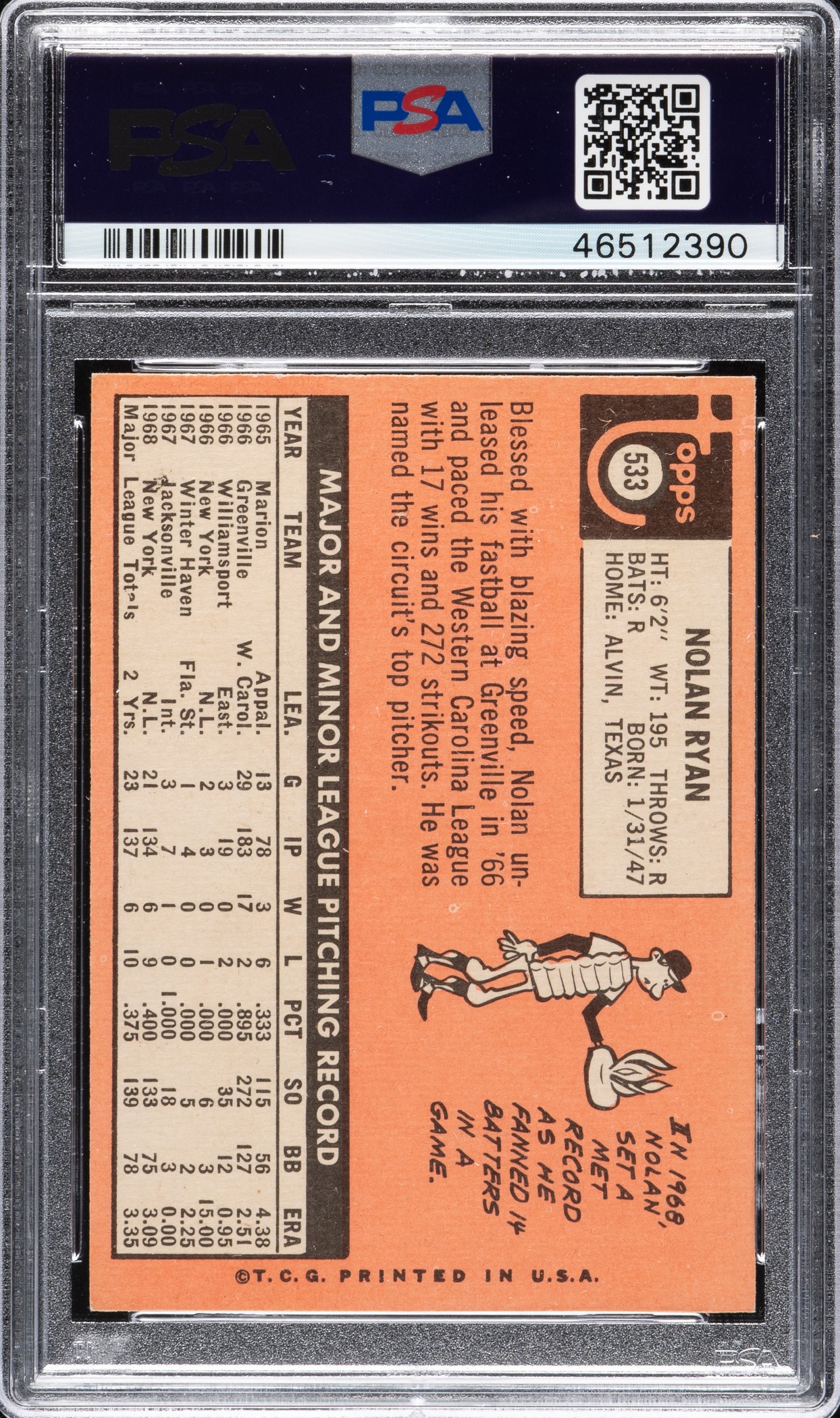 1969 Topps #533 Nolan Ryan PSA NM 7 | REA Archive