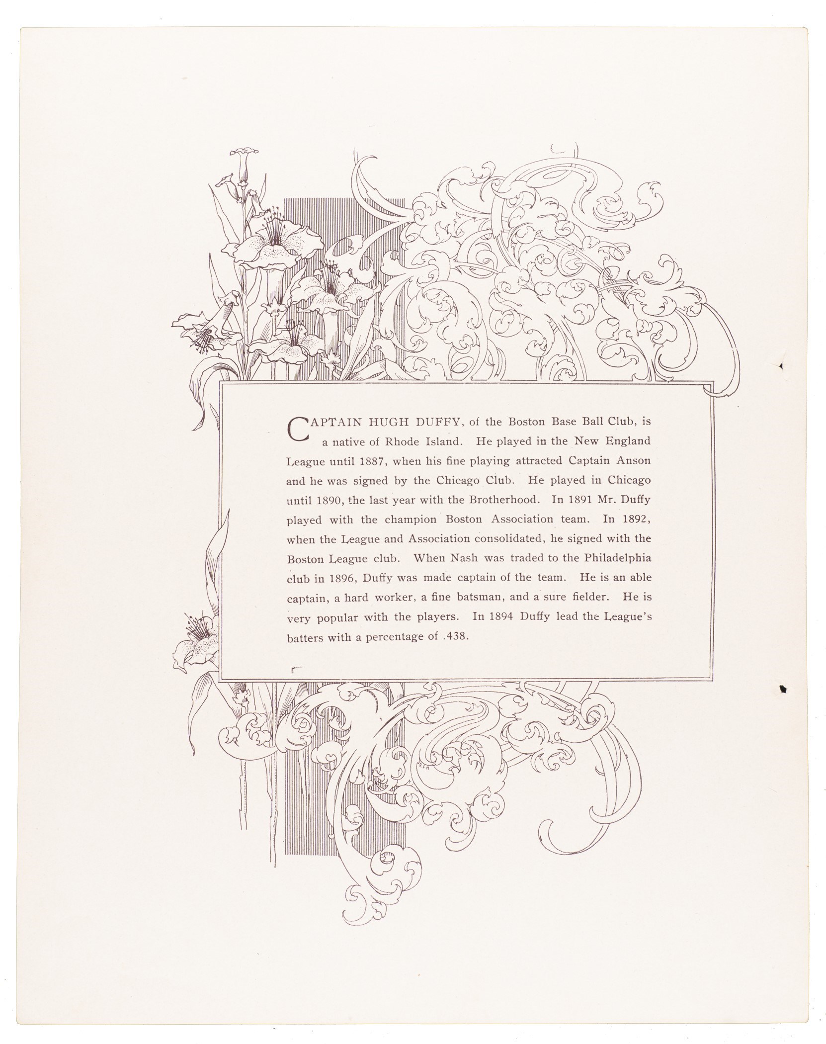 1898-1899 National Copper Plate Co. Portraits Hugh Duffy | REA Archive