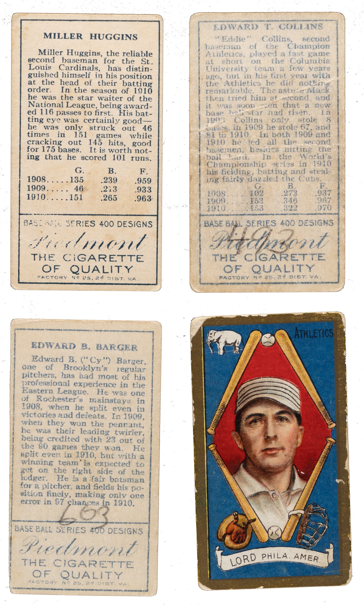 1911 T205 Gold Border Collection (35) Including Eddie Collins and Four ...