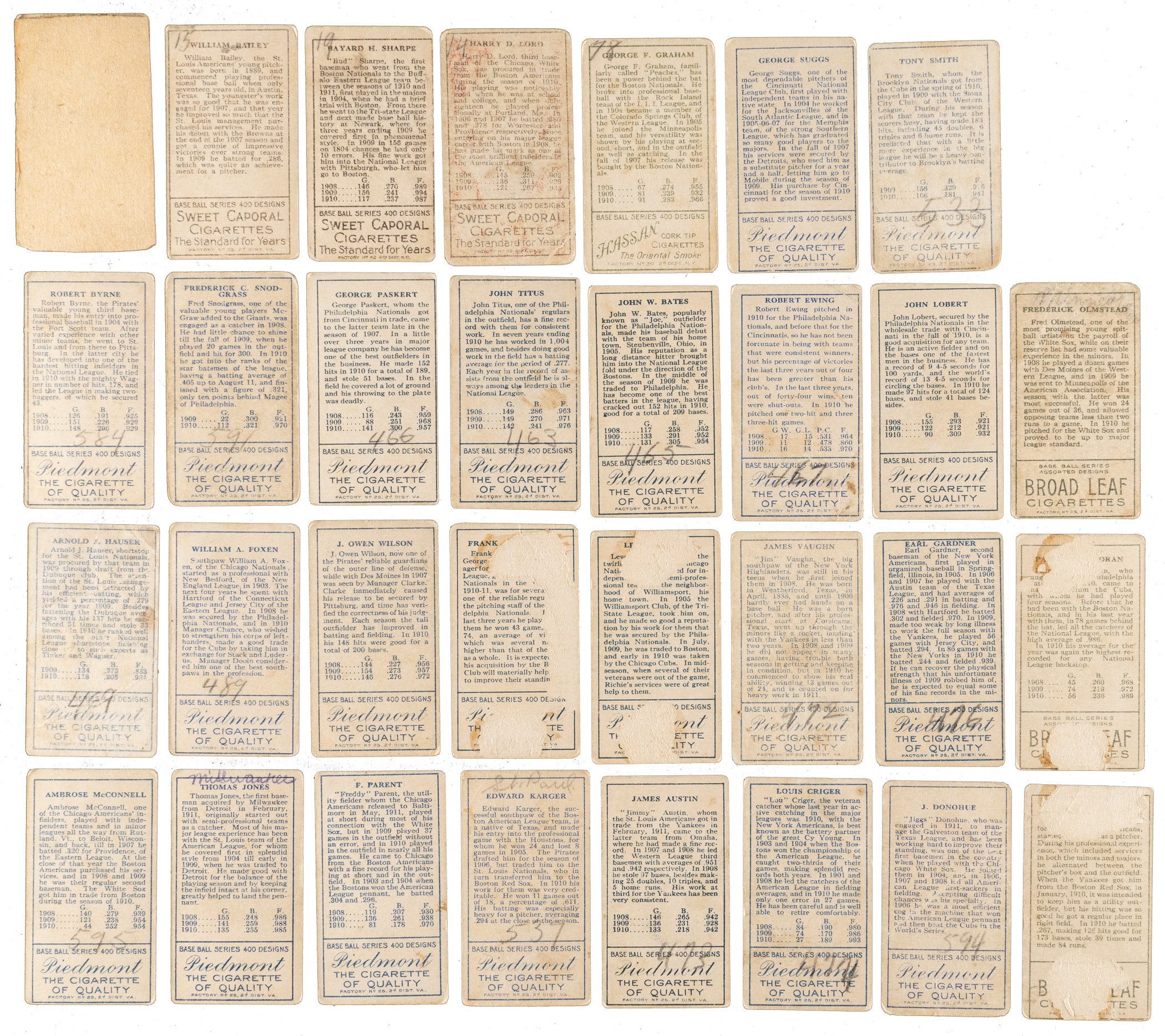 1911 T205 Gold Border Collection (35) Including Eddie Collins and Four ...