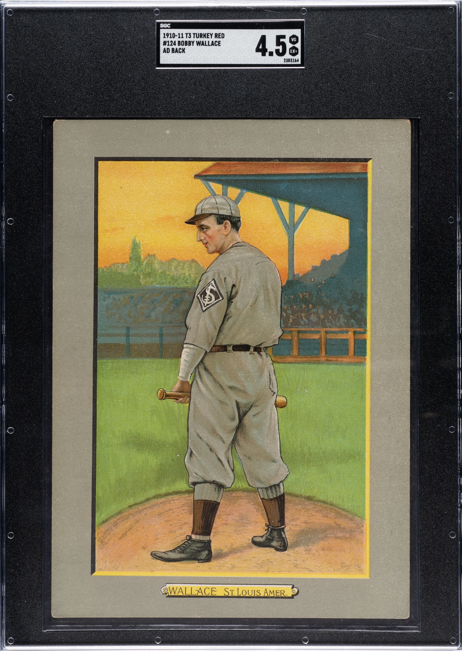 1911 T3 Turkey Red #124 Bobby Wallace SGC VG/EX+ 4.5 - Advertising Back ...