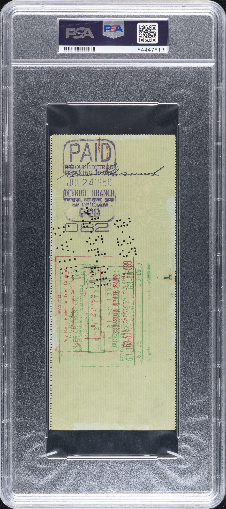 1950 Harry Heilmann Signed Check - Payable to Heinie Manush - PSA/DNA ...