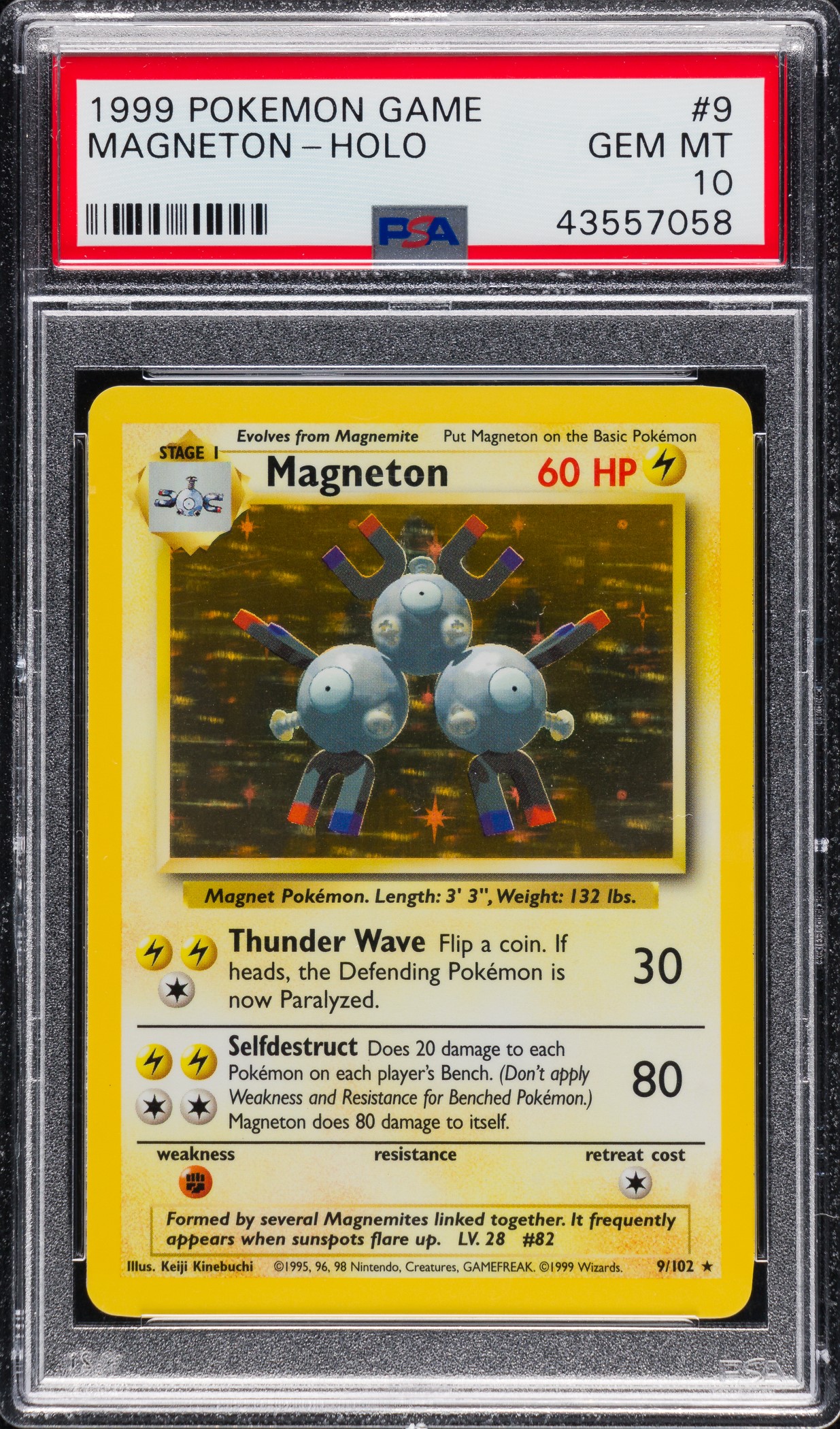 1999 Pokemon Base Set Unlimited #9 Magneton Holographic PSA GEM MINT 10 ...