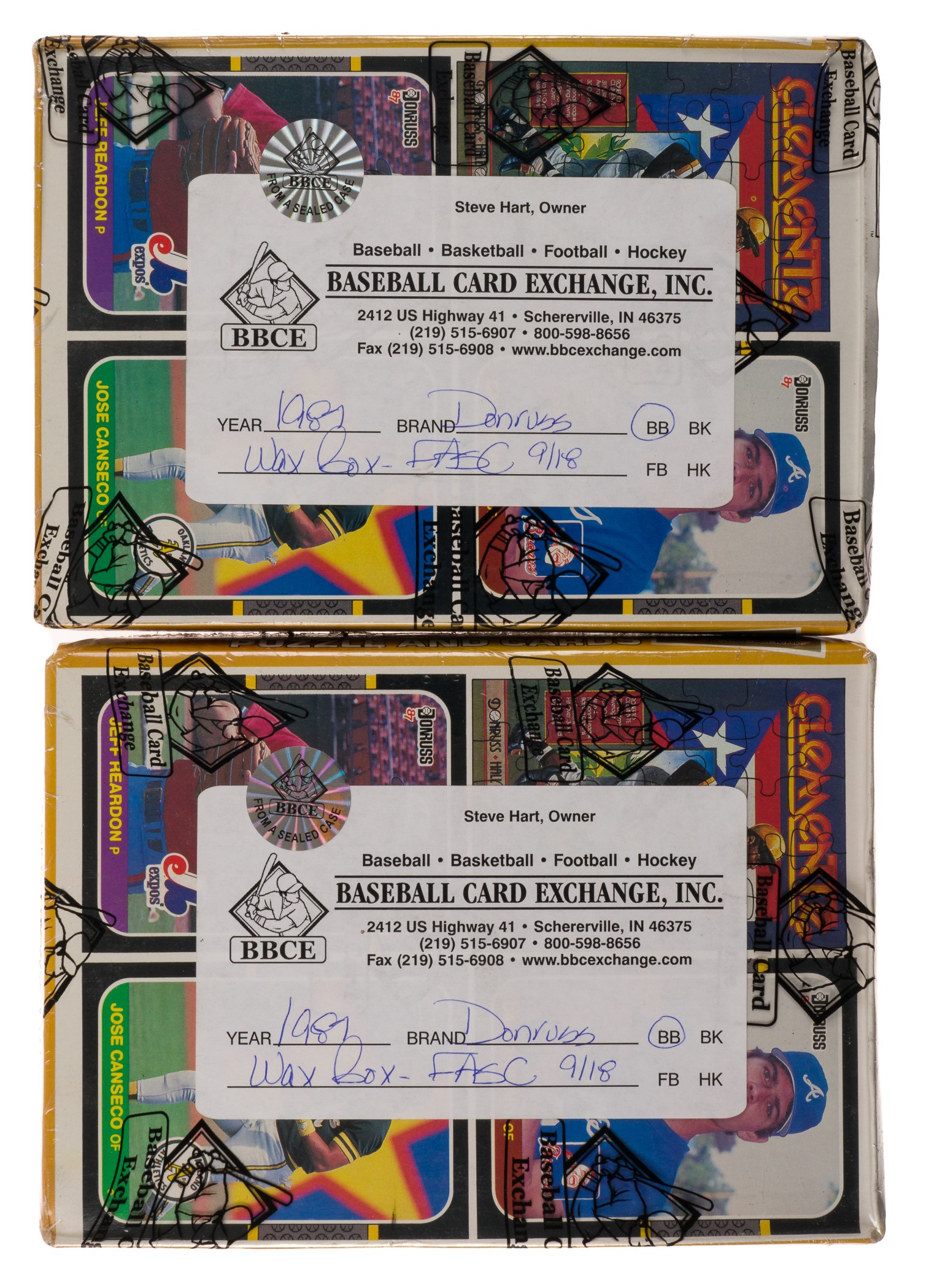 Pair of 1987 Donruss Unopened Wax Boxes (72 Boxes) - BBCE - From a ...