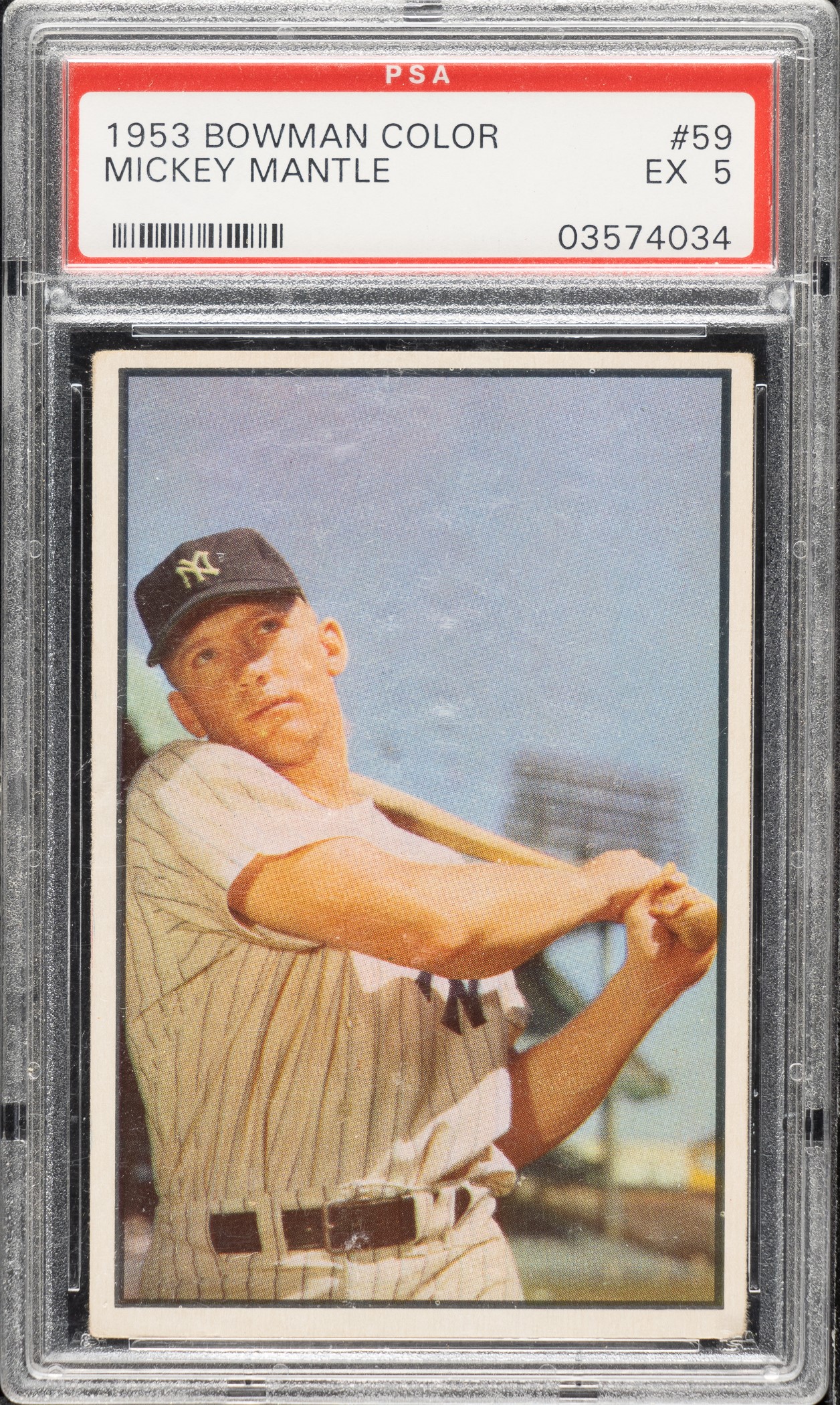 1953 Bowman Color #59 Mickey Mantle PSA EX 5 | REA Archive