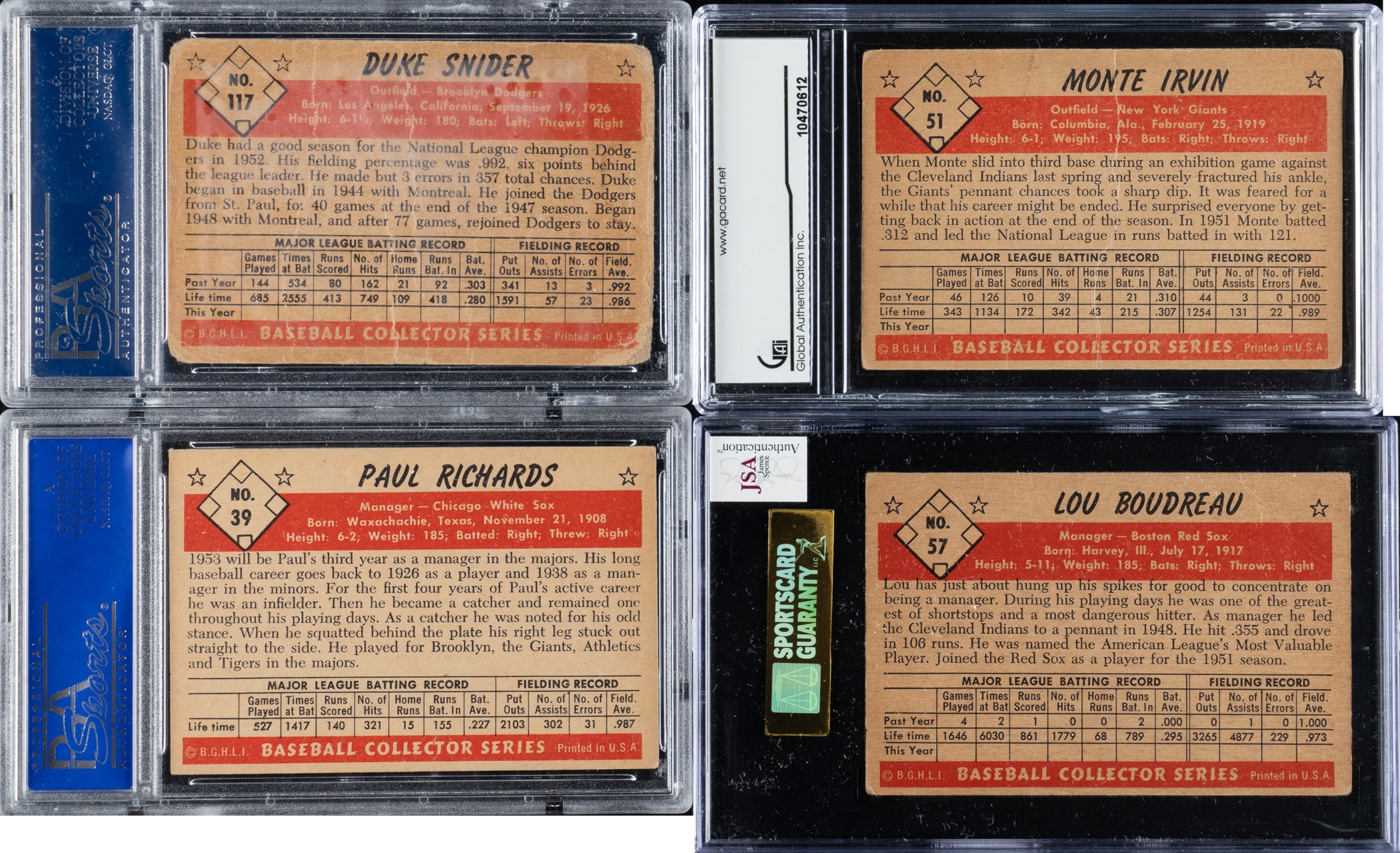 Signed 1953 Bowman Color Collection (15) Including Duke Snider and Enos ...