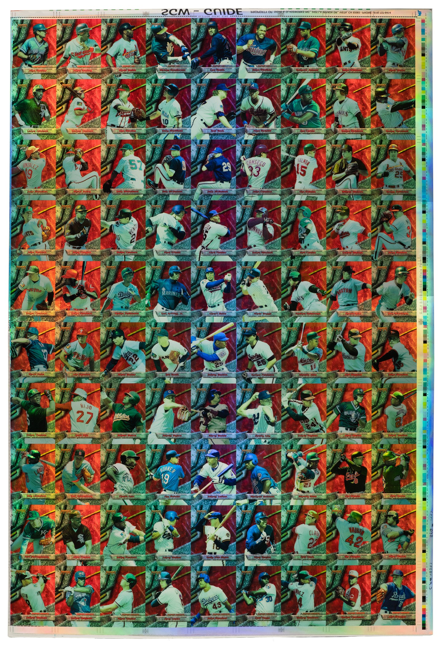 1994 Bowman's Best Red and Blue Refractor Uncut Sheet Pair (2 Sheets ...