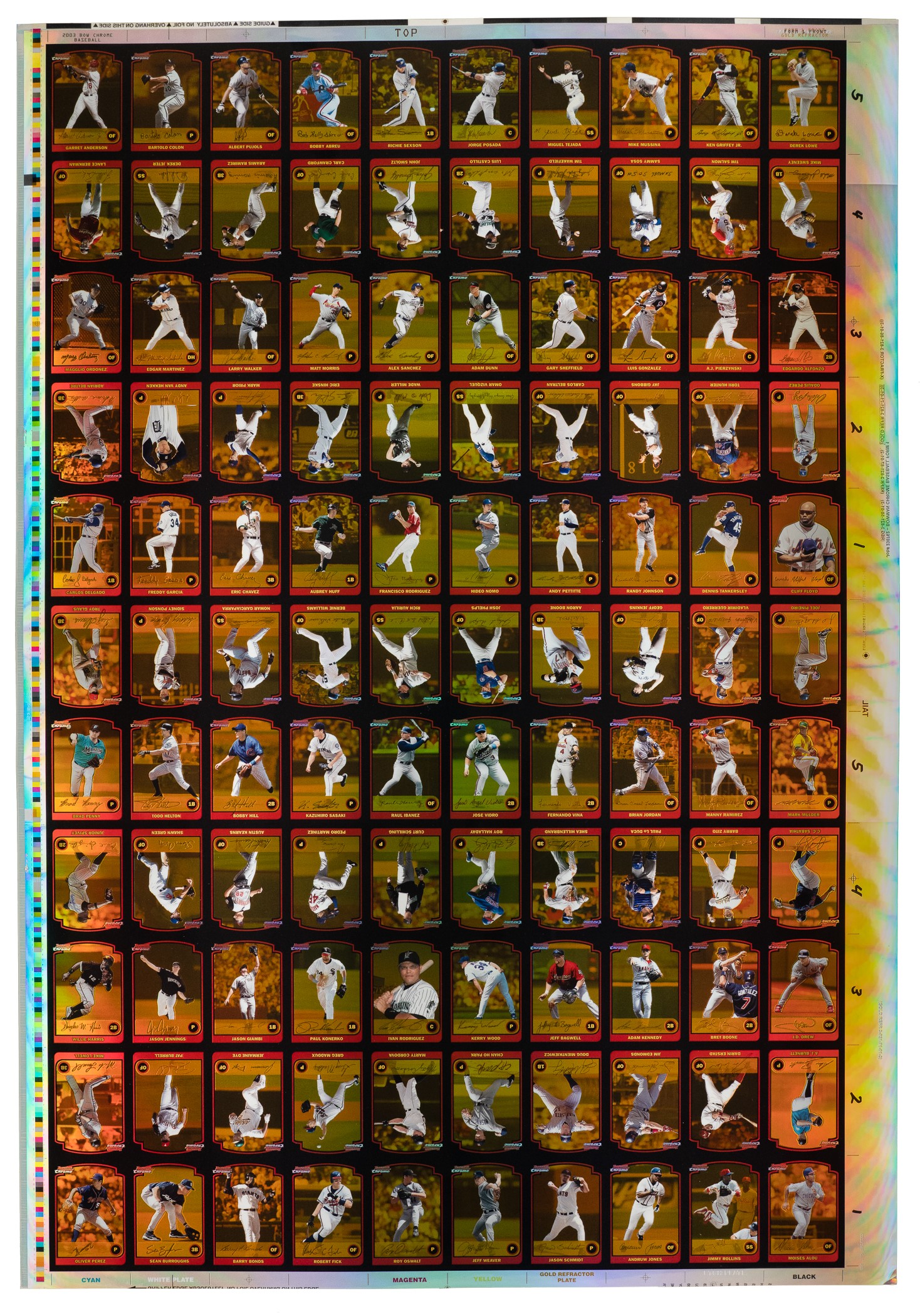 2003 Bowman Chrome Gold Refractor Uncut Sheet Pair (2 Sheets, 220 Cards ...